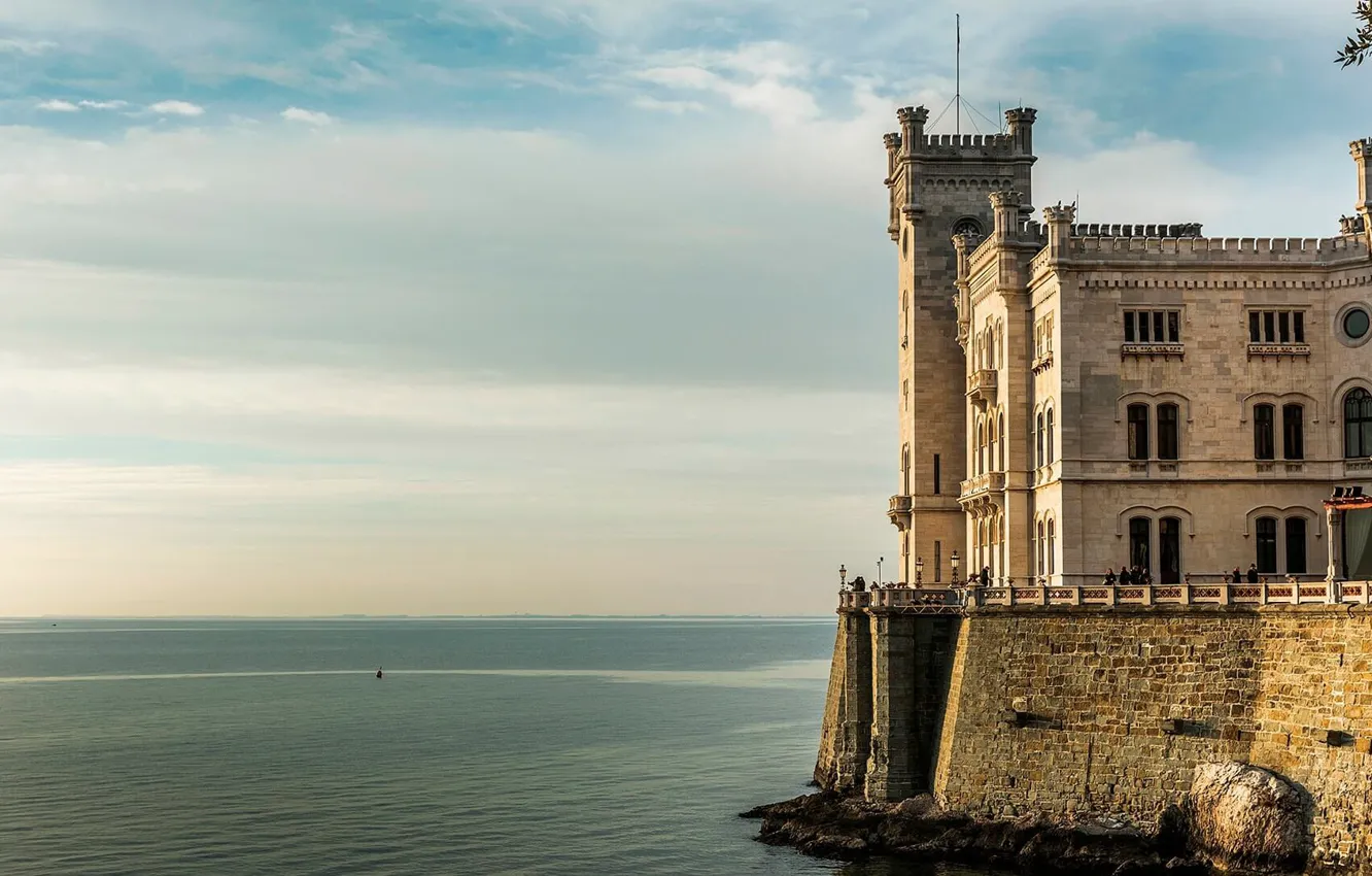 Wallpaper sea, castle, Italy, Trieste for mobile and desktop, section ...