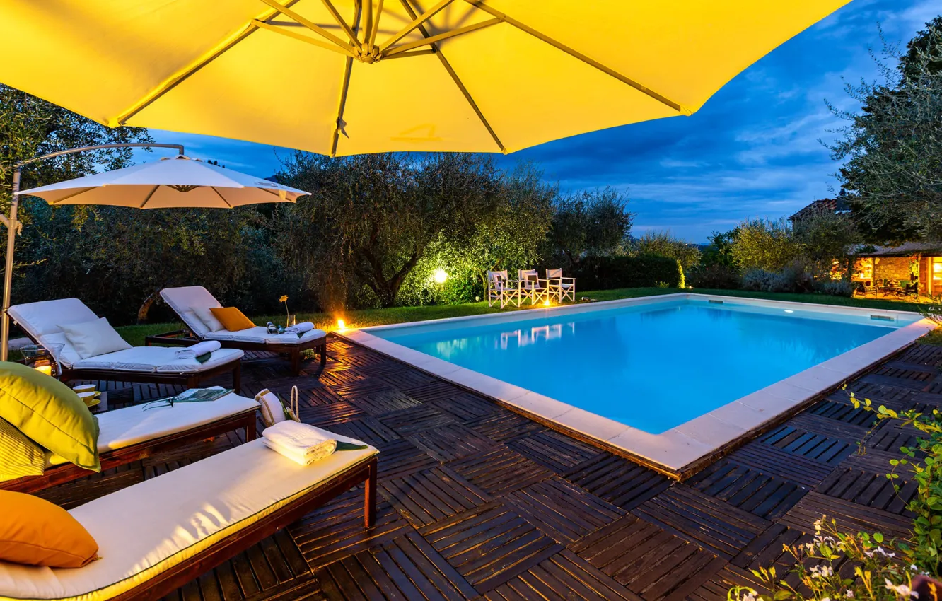 Wallpaper Villa, the evening, pool, Italy, terrace, Tuscany, Lucca ...