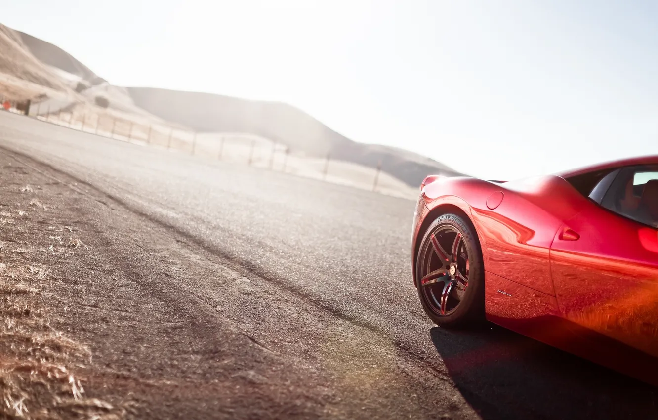 Wallpaper road, mountains, red, reflection, ass, shadow, Italy, Ferrari ...