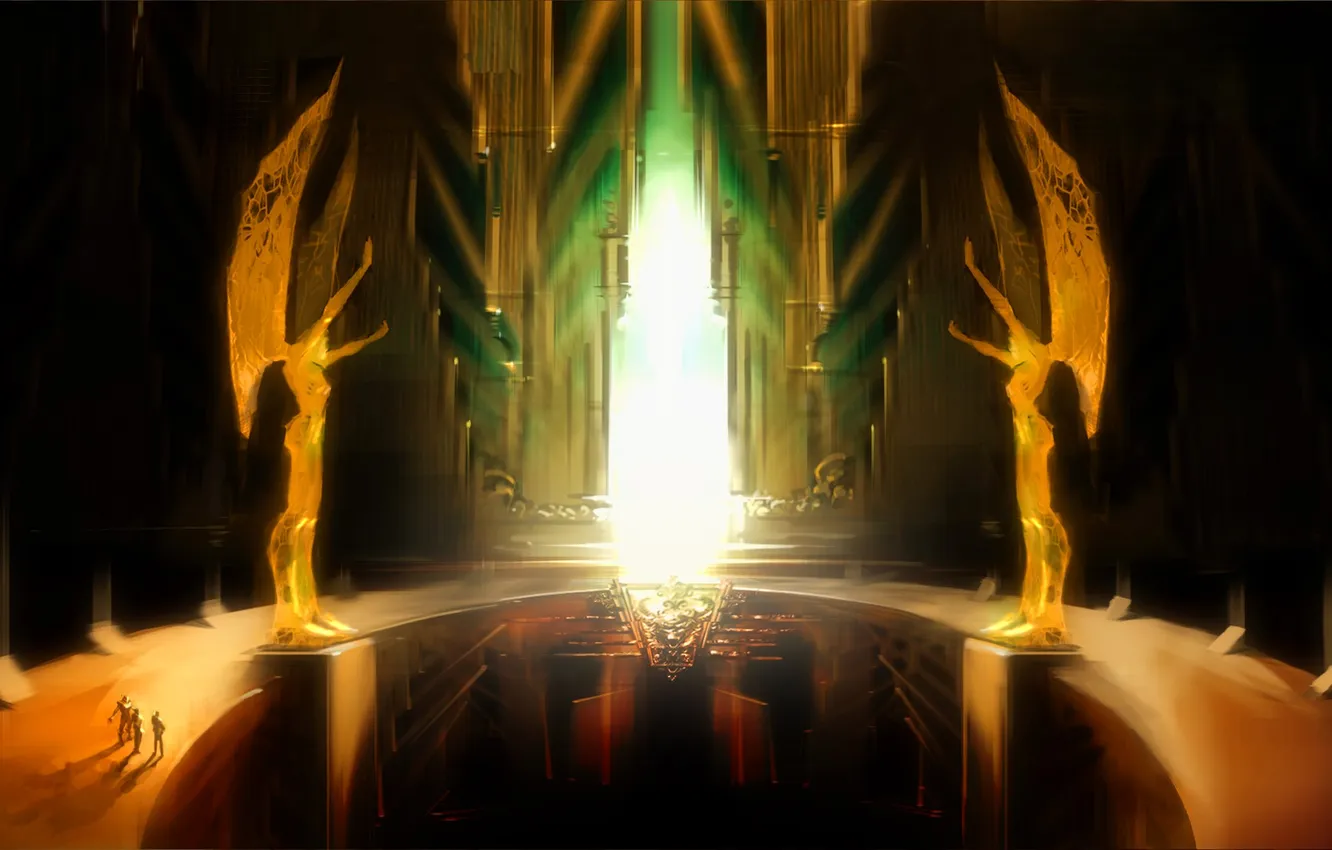 Wallpaper light, castle, people, statue, hall, Guild Wars for mobile ...