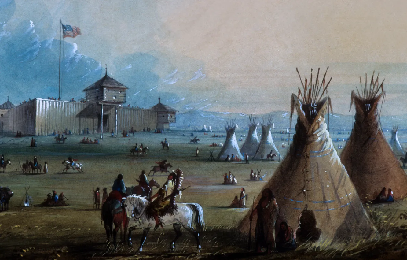 Wallpaper picture, graphics, painting, painting, frontier outpost with ...