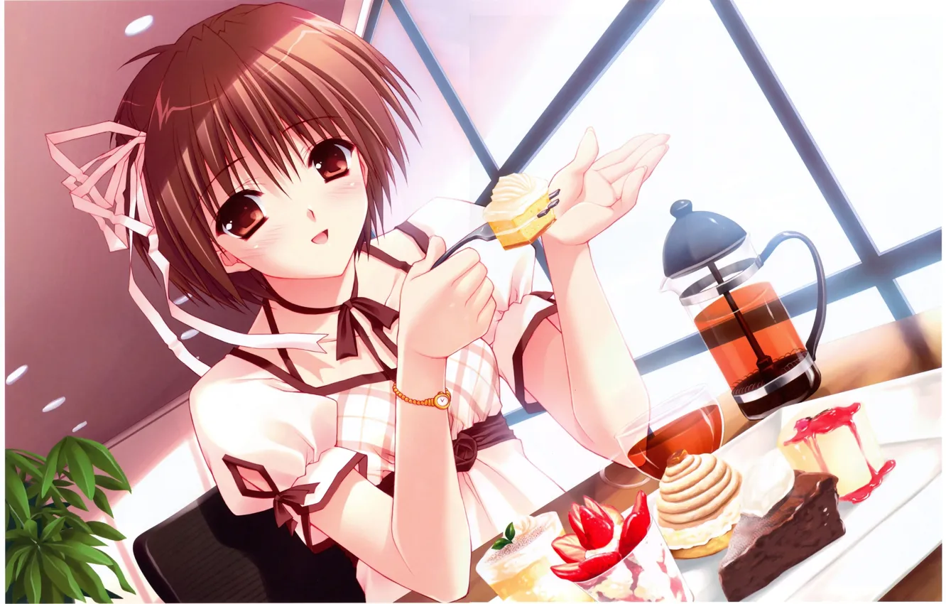 Wallpaper sweets, brown hair, sweet tooth, a piece of cake, visual ...