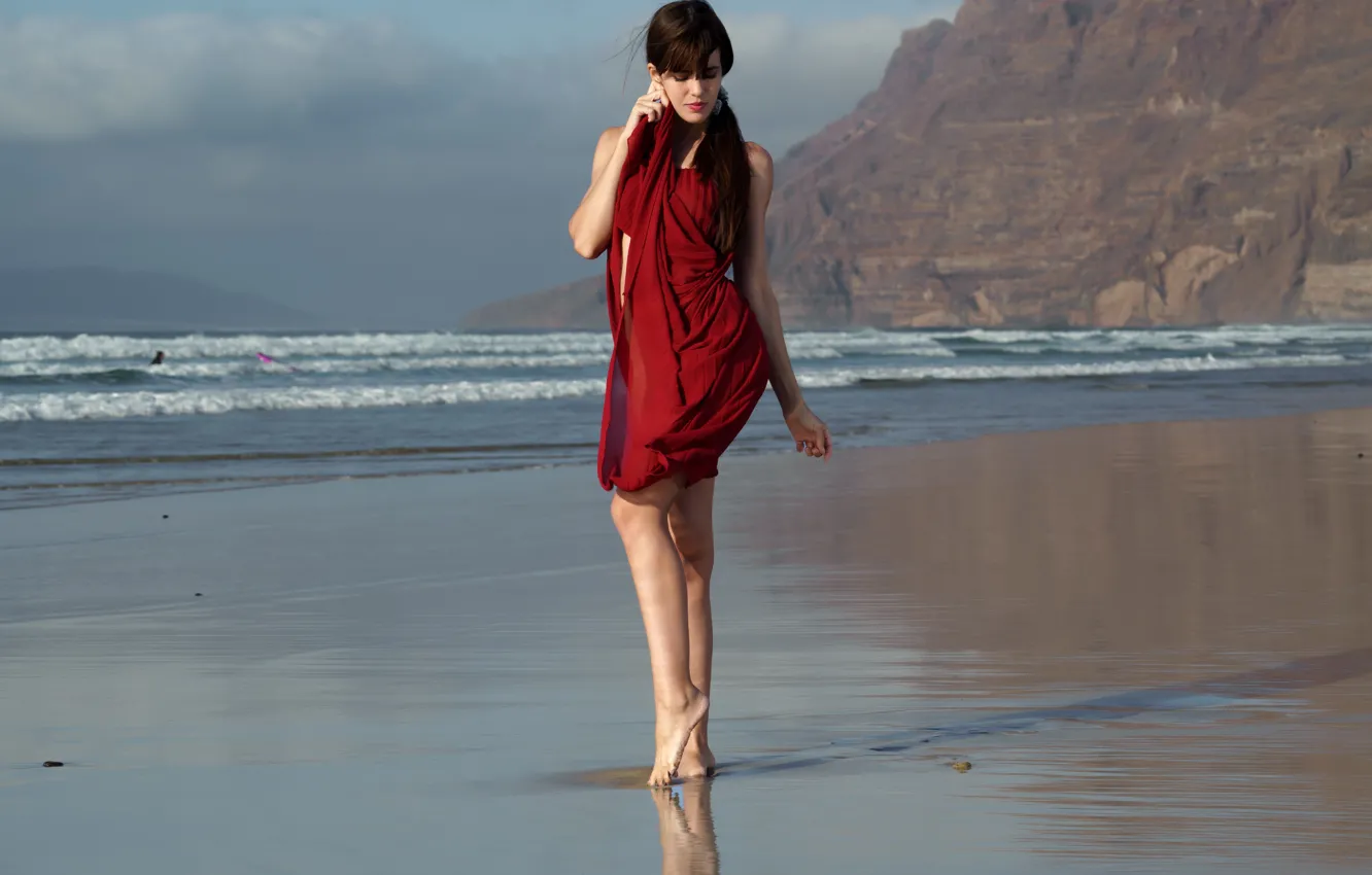 Wallpaper waves, beach, sky, hot girl, ocean, nature, ponytail, sand for mobile and desktop ...