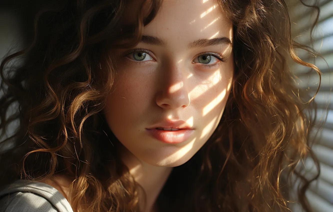 Wallpaper look, girl, light, pose, strip, portrait, window, shadows for mobile and desktop ...