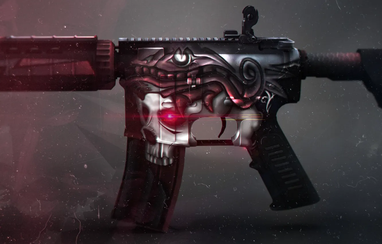 Wallpaper skull, dust, helmet, scratches, cyborg, bokeh, paint ...