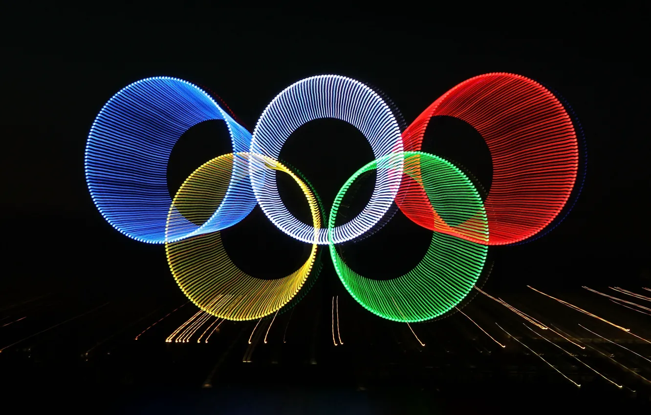 Wallpaper rays, abstraction, lights, ring, Olympics images for desktop ...
