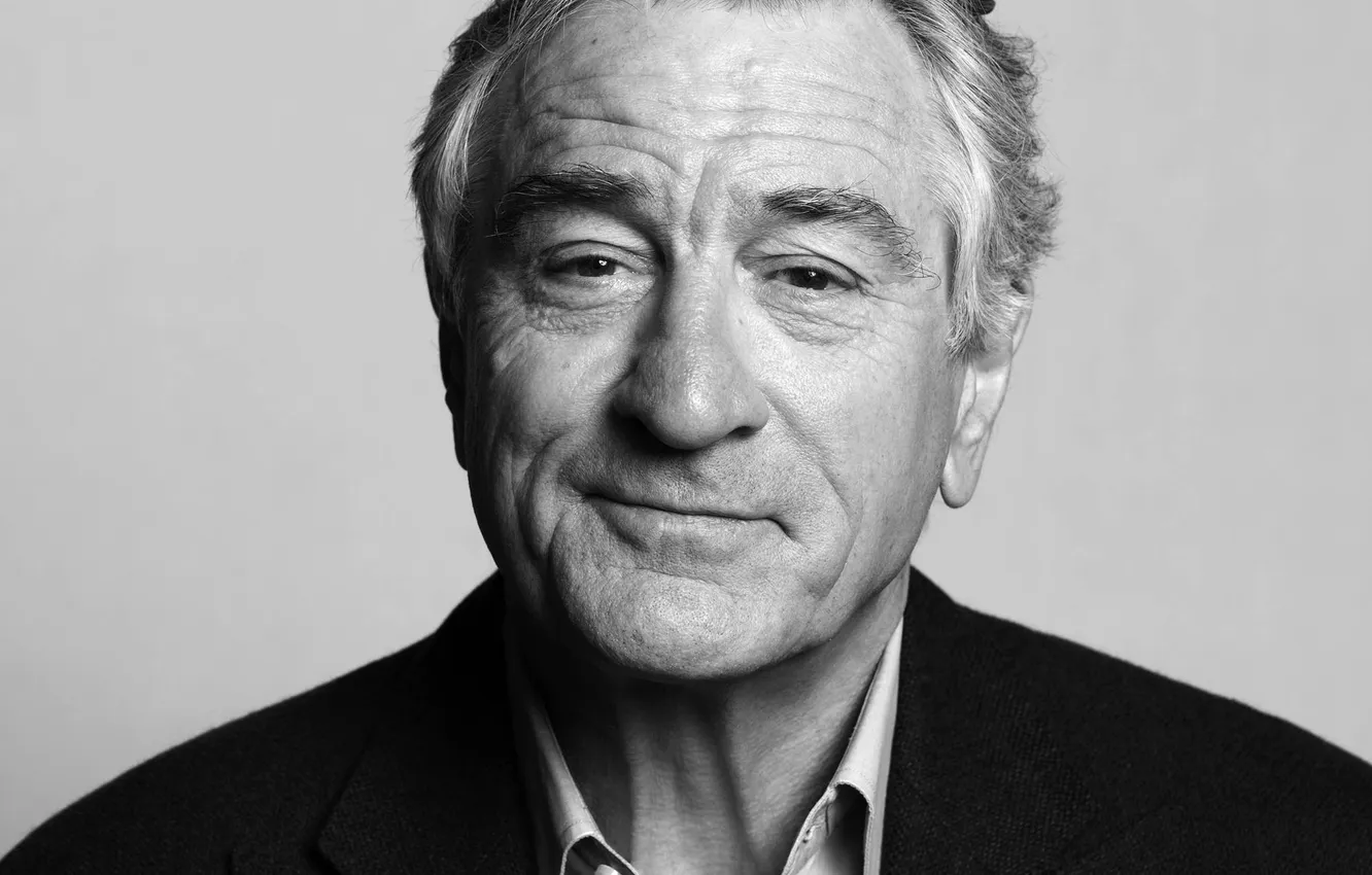 Wallpaper background, portrait, black and white, actor, Robert De Niro ...