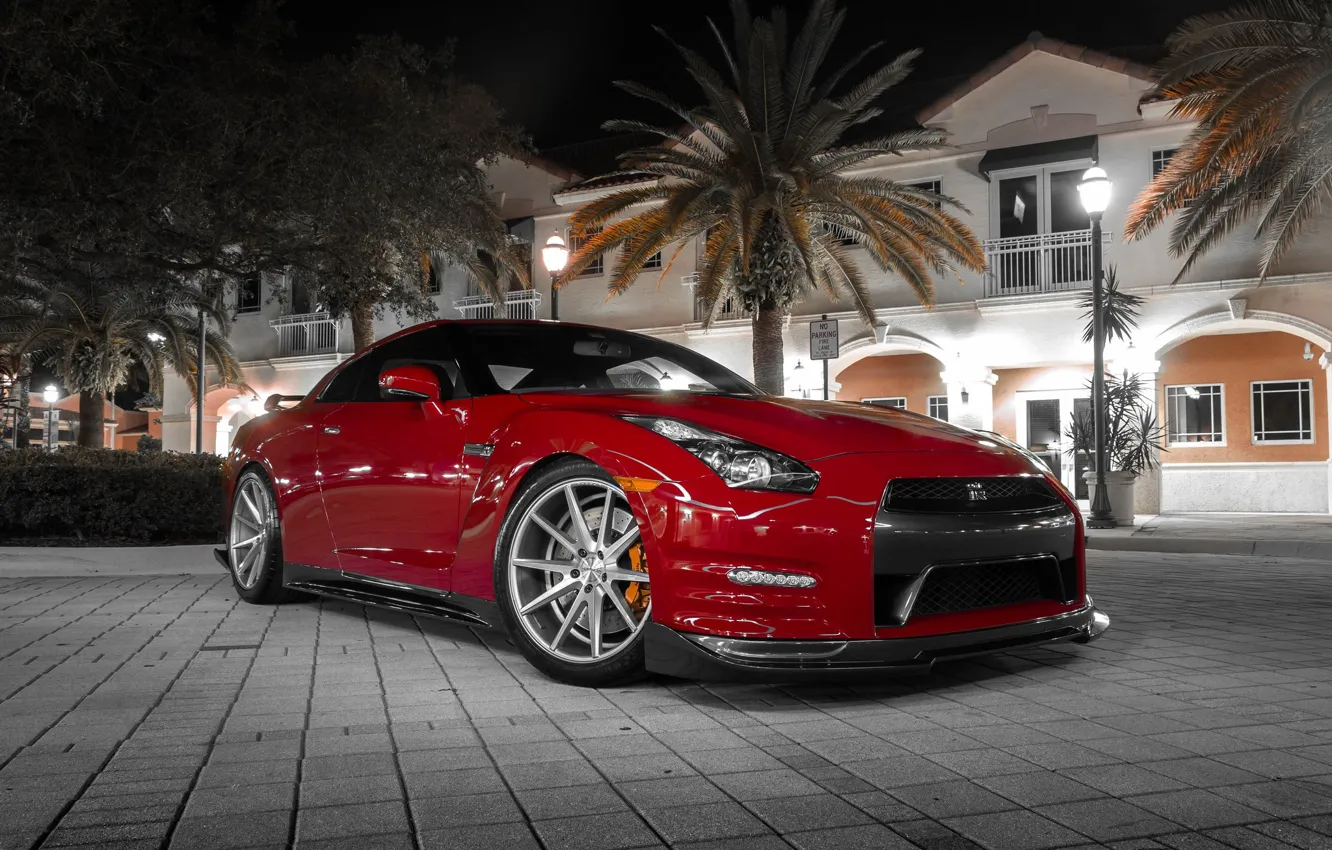 Wallpaper GTR, Japan, Nissan, Evening, R35, RED, Vossen for mobile and ...