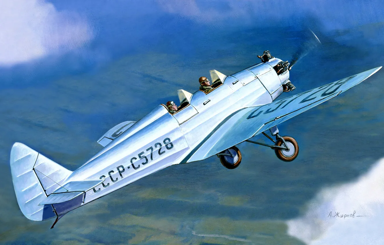 Wallpaper the plane, art, artist, USSR, designer, Soviet, single-engine ...
