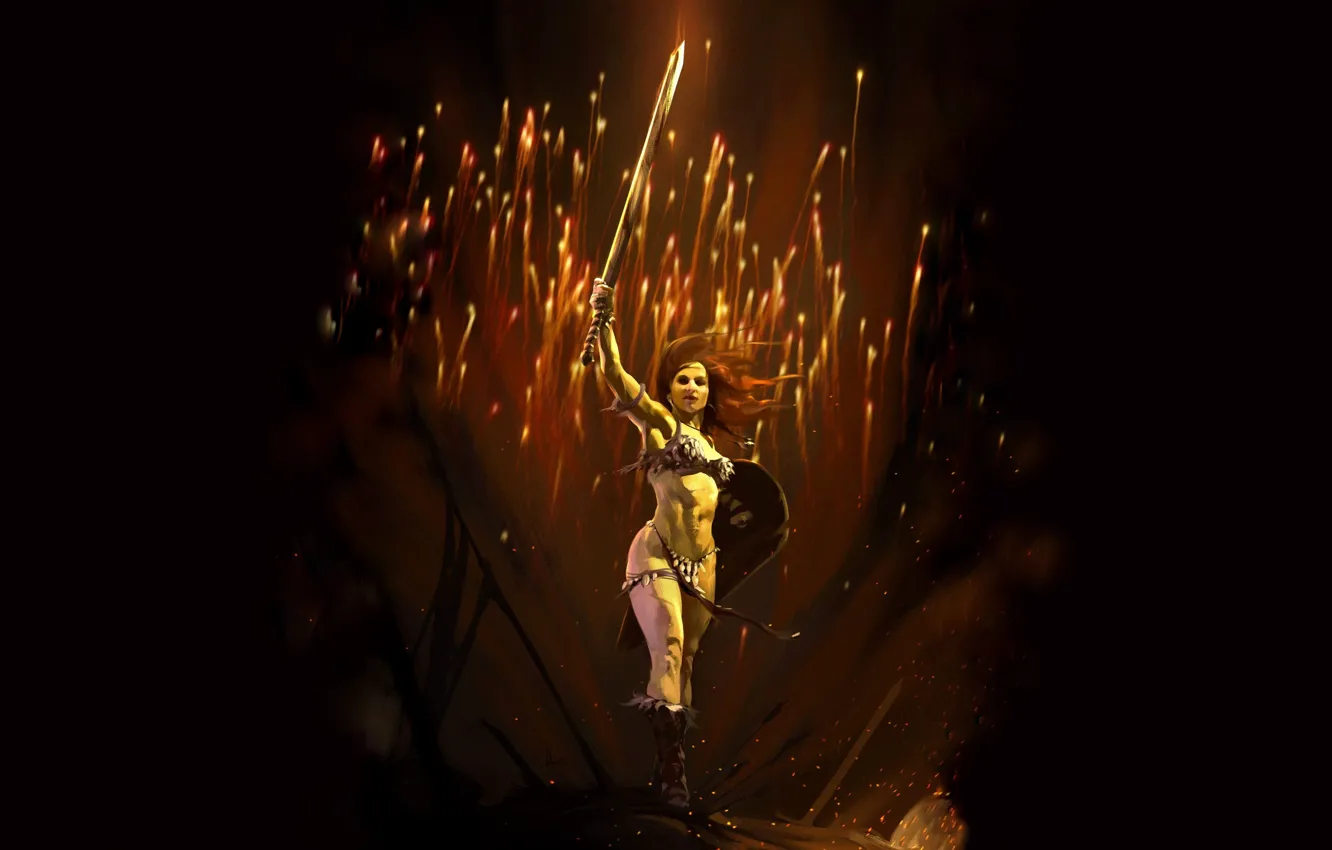 Wallpaper sword, sword, Red Sonja, Red Sonja, Sergei "BABOO" Dorokhin ...