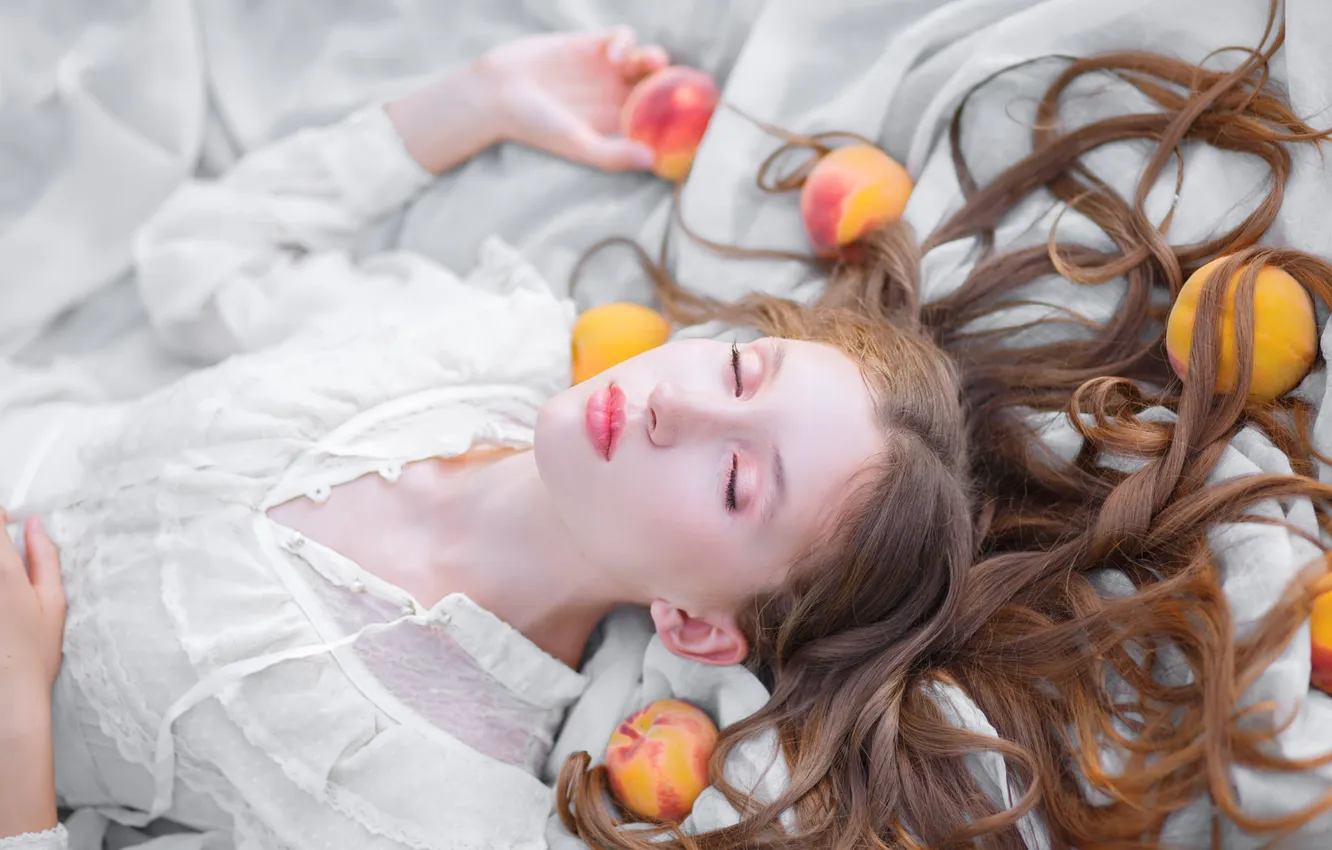 Wallpaper girl, light, pose, style, hair, makeup, lies, brown hair for ...