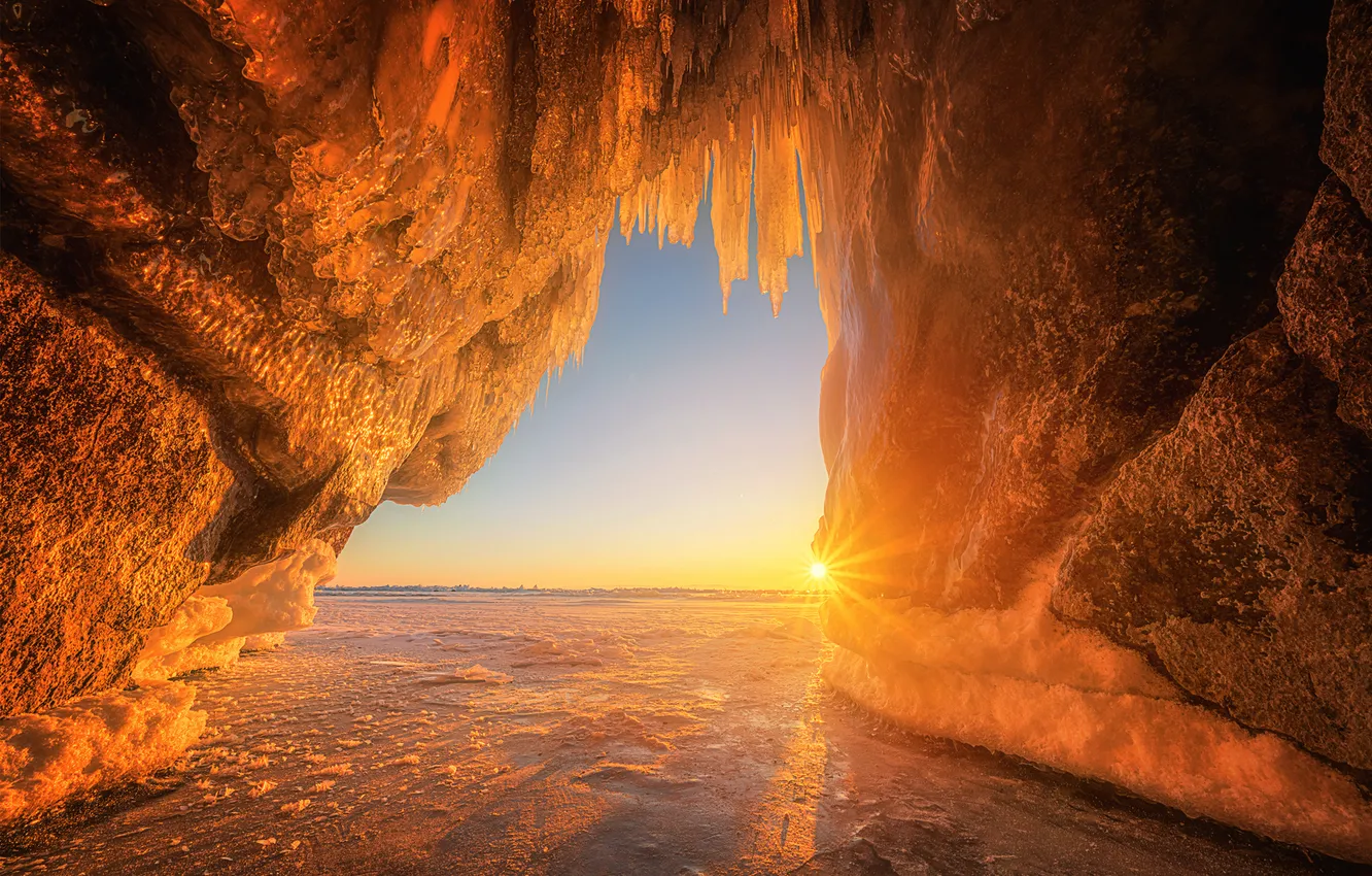Wallpaper ice, cold, sun rays for mobile and desktop, section природа ...