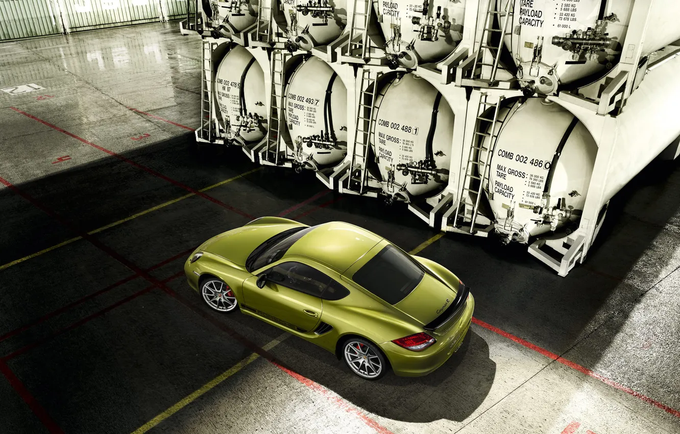 Wallpaper green, Porsche, Cayman R, Cisterna for mobile and desktop ...