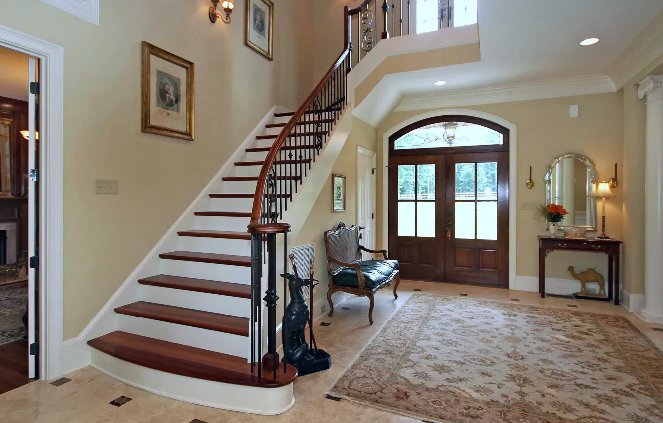 Wallpaper interior, villa, stairs, steps, hallway, home for mobile and ...