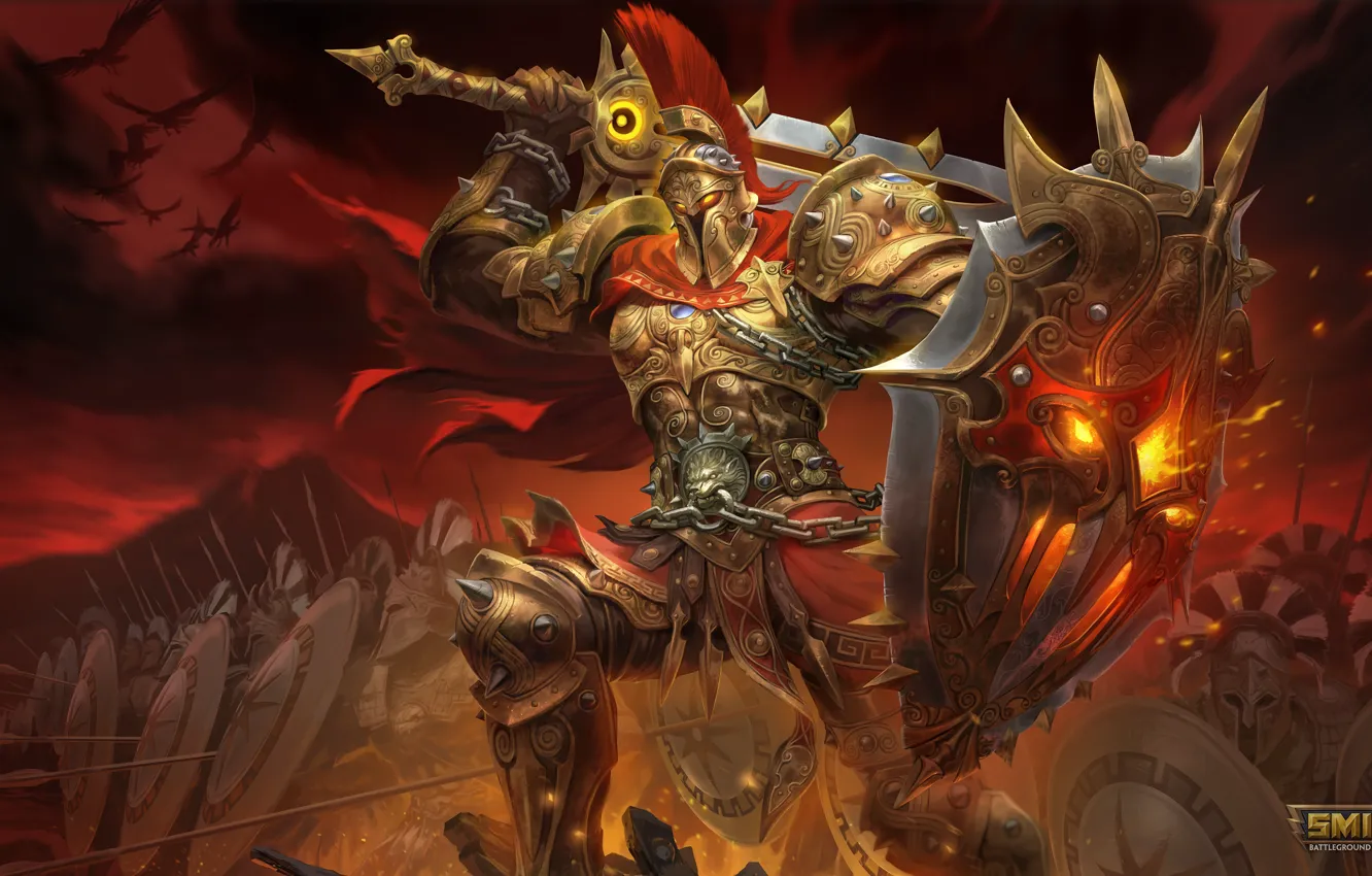 Wallpaper sword, army, armor, shield, knight, Ares, Smite images for ...