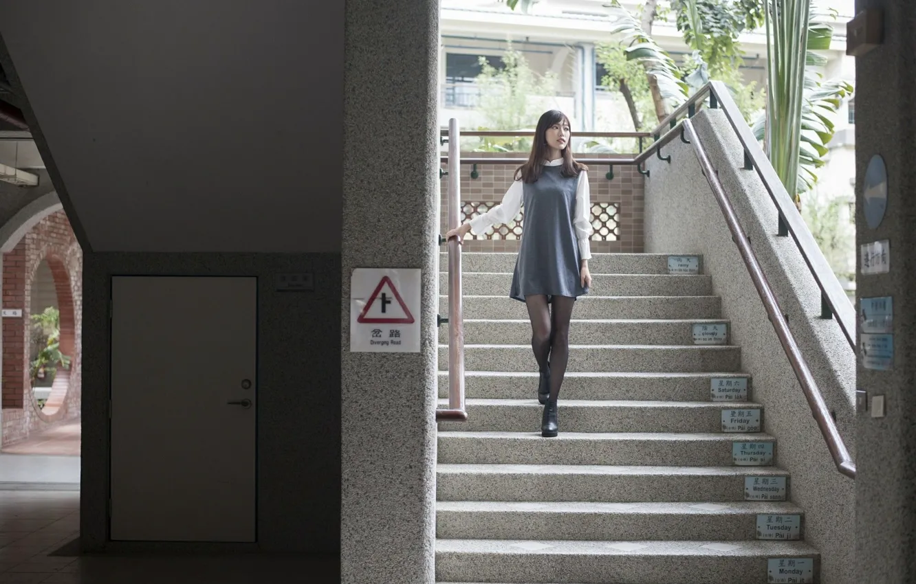 Wallpaper Beautiful, Asian, Model, Woman, Building, Pretty, Stairs ...