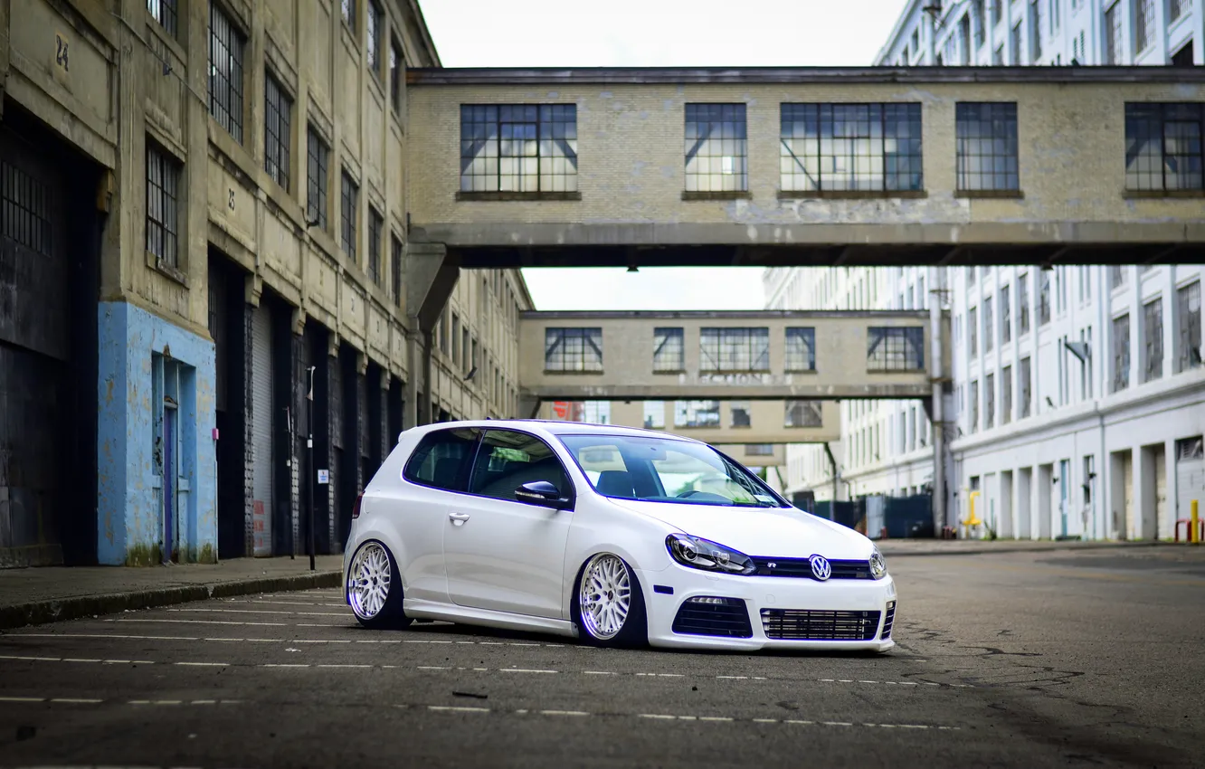 Wallpaper white, tuning, Volkswagen, white, Golf, Volkswagen, Golf R ...