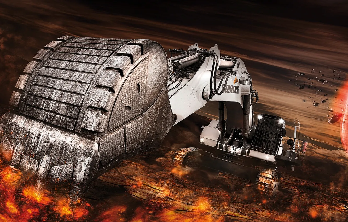 Wallpaper heavy equipment, mining excavator, Liebherr R9150 for mobile ...