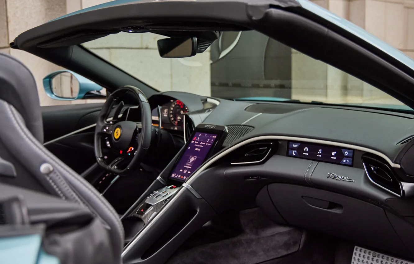 Wallpaper Ferrari, Roma, car interior, Ferrari Roma Spider for mobile ...