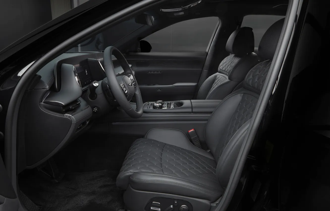 Wallpaper black, sedan, black, Genesis, Genesis G90, 2024 for mobile and desktop, section другие ...