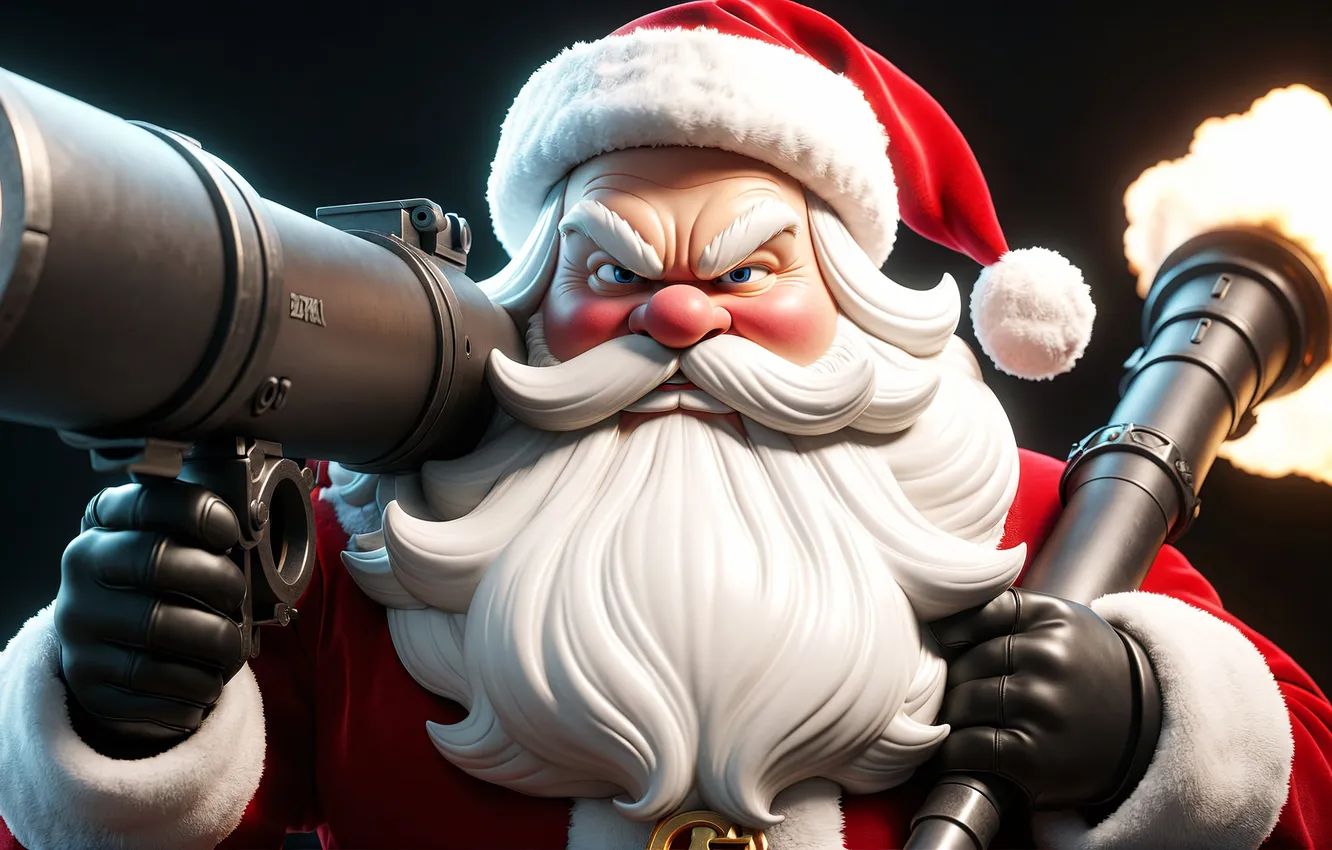Wallpaper weapons, new year, beard, Santa Claus for mobile and desktop ...