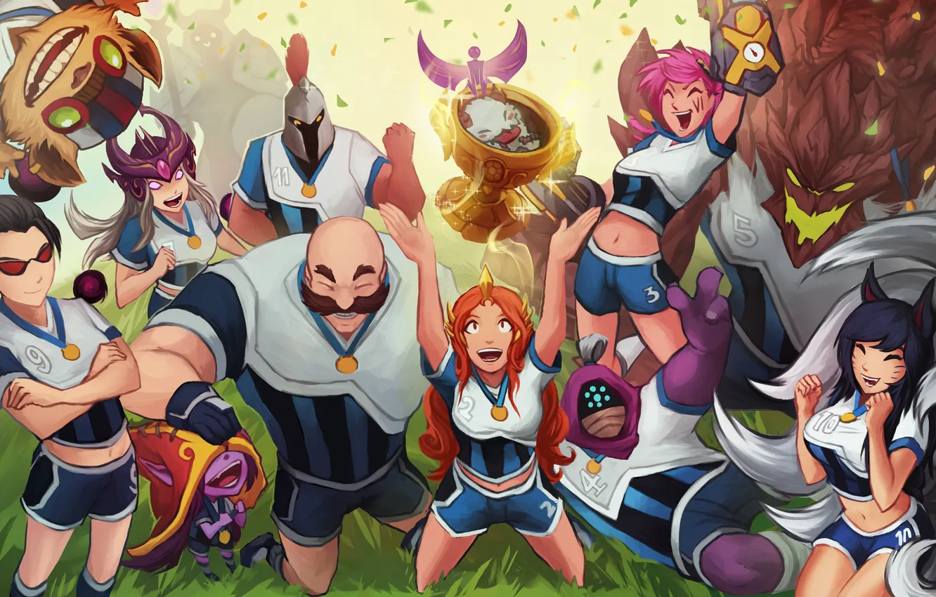 Wallpaper League of Legends, Team, Ahri, Malphite, lulu, Syndra, Jax ...