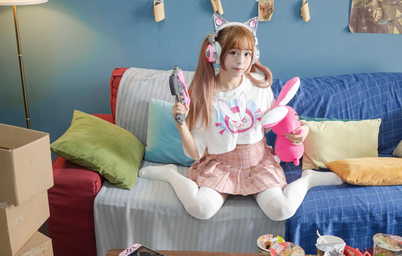 Wallpaper girl, living room, sofa, Cosplay for mobile and desktop ...