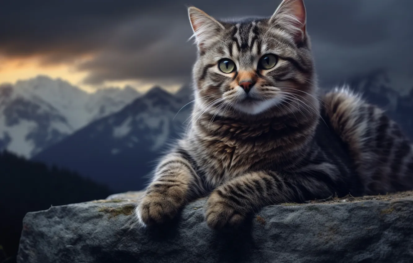 Wallpaper cat, cat, look, pose, face, AI art, neural network for mobile ...