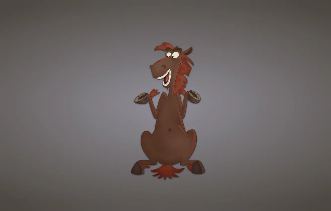 Wallpaper smile, animal, horse, grey background, hooves, three heroes ...