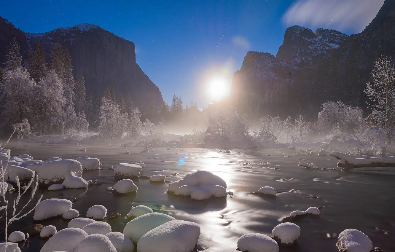 Wallpaper Yosemite, Moon rise, Valley View for mobile and desktop ...