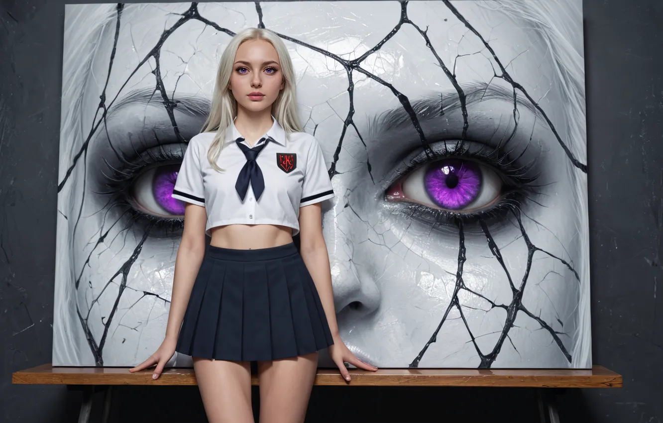 Wallpaper school uniform, women, Stable Diffusion, AI Art for mobile ...