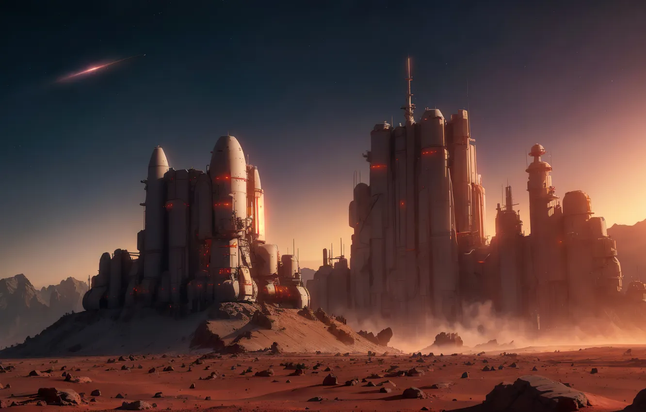 Wallpaper future, sky, desert, landscape, art, fantastic, colony ...