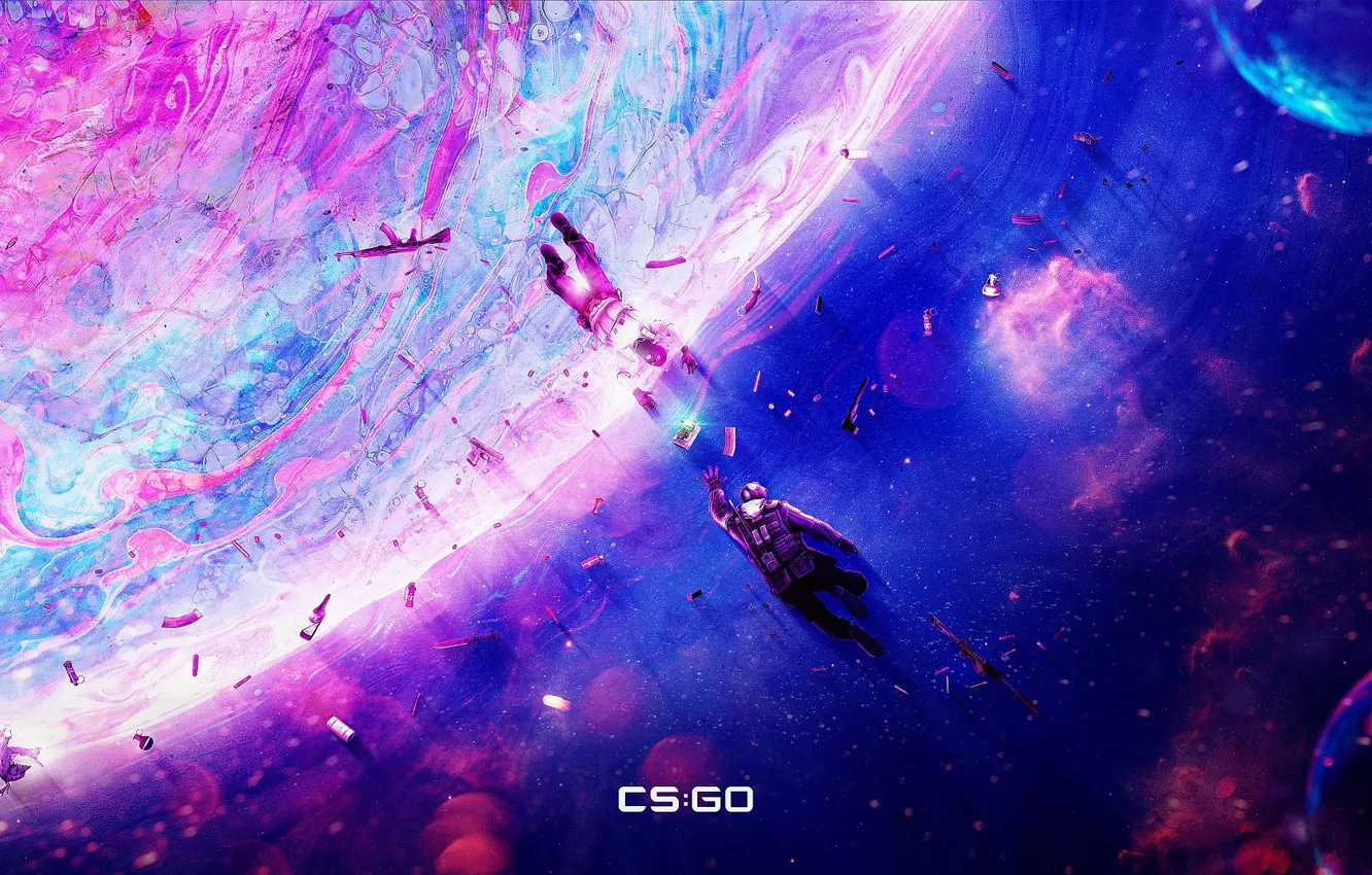 Wallpaper space, weapons, people, weightlessness, Counter-Strike ...