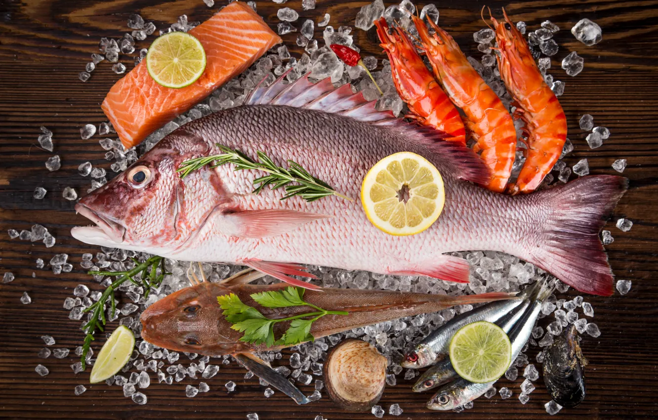 Wallpaper lemon, ice, fish for mobile and desktop, section еда ...