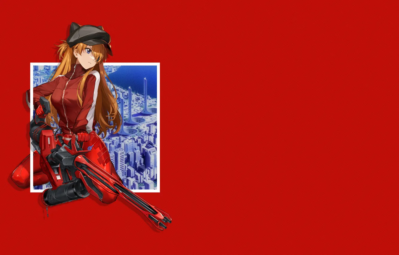 Wallpaper girl, red, Neon Genesis Evangelion, red background, Asuka ...
