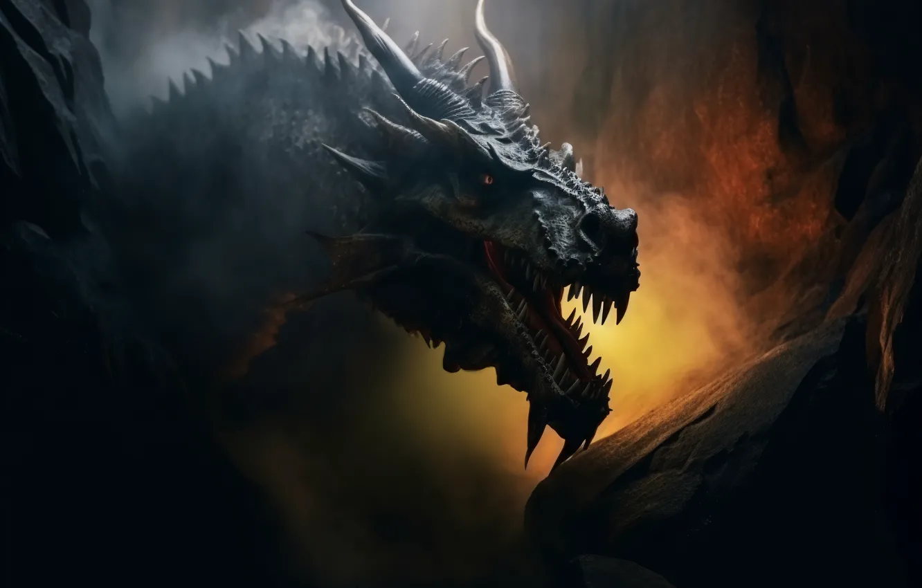 Wallpaper Dragon, Face, Horns, Digital art, Grin, AI art, The Art of ...