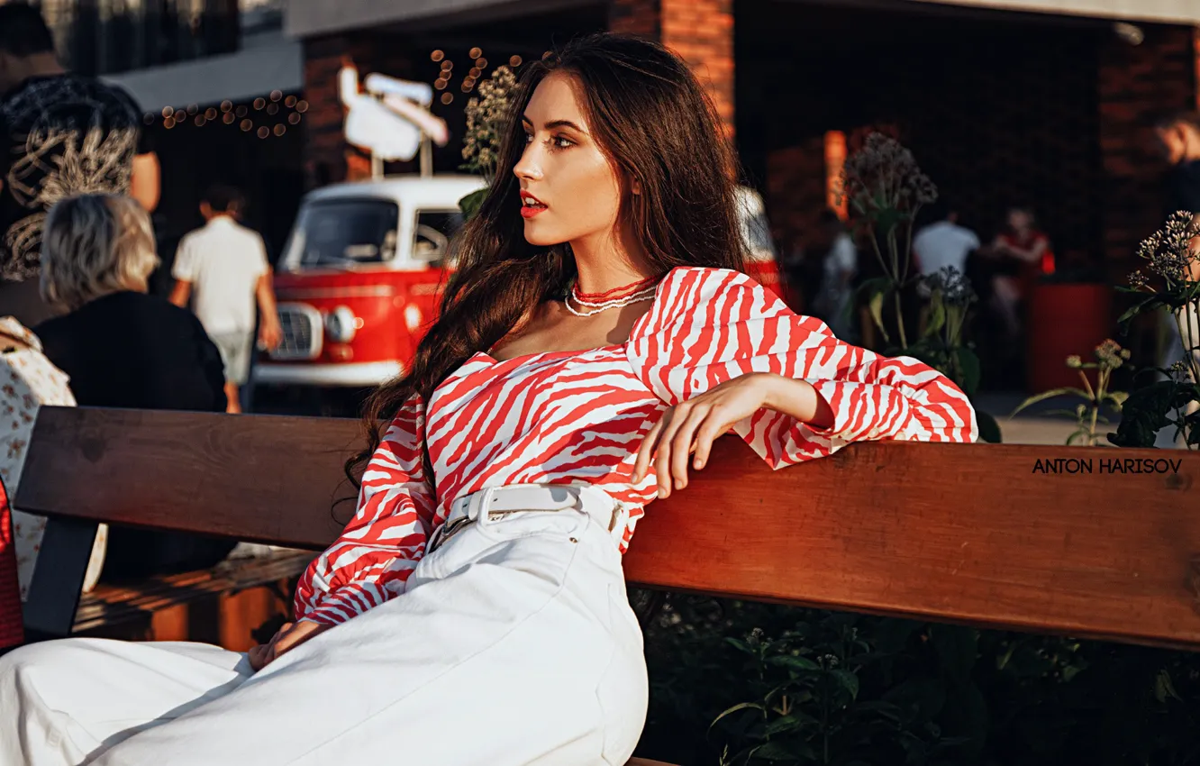 Wallpaper pose, model, portrait, brown hair, beauty, sitting, Maria, on ...