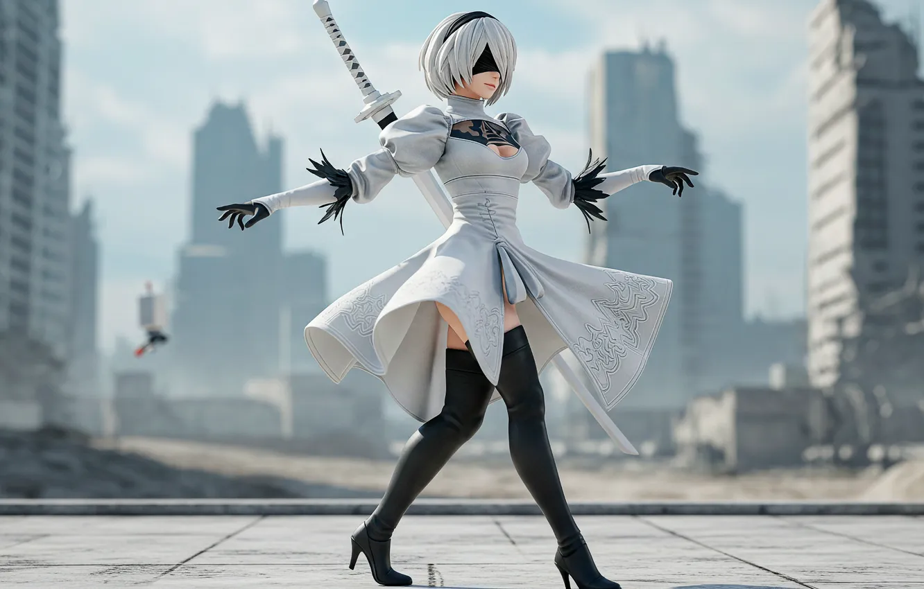 Wallpaper the game, dress, sword, dancing, NieR: Automata for mobile ...