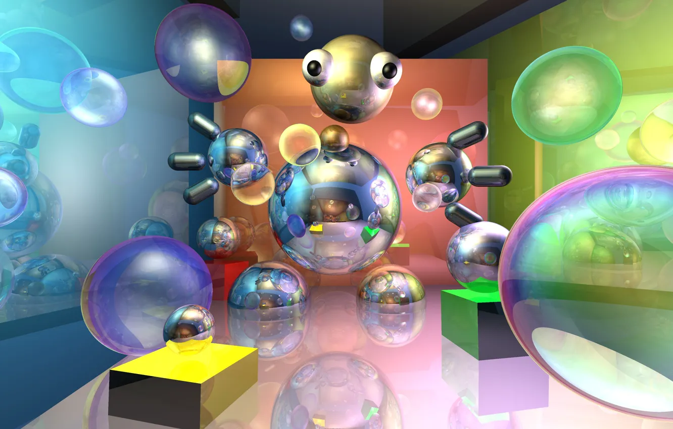 Wallpaper rendering, bubble, unity, vsugrobDeviantart, raytrace ...