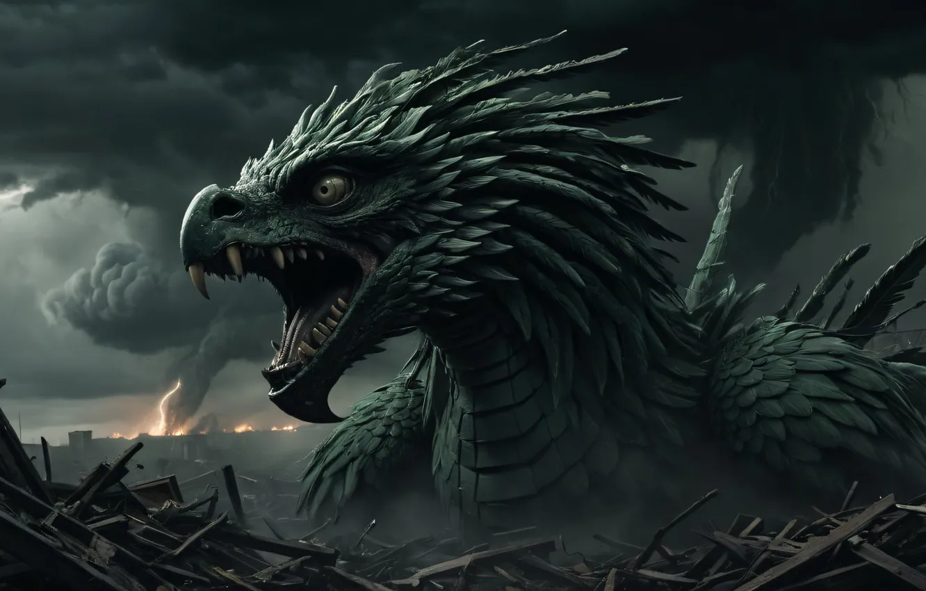 Wallpaper monster, feathers, fantasy, destruction for mobile and ...