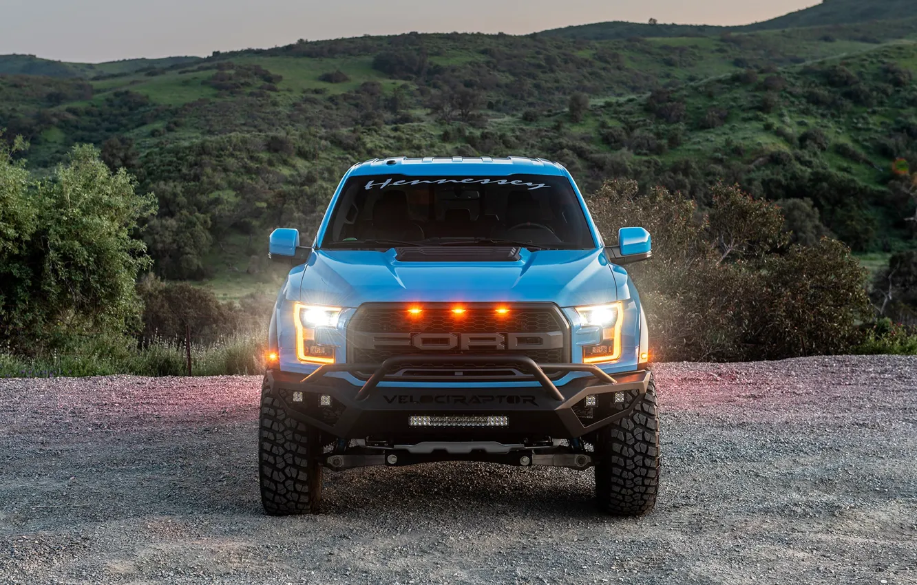 Wallpaper lights, Ford, front view, Raptor, pickup, F-150, Hennessey ...