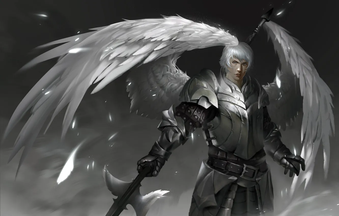 Wallpaper angel, sword, armor, warrior, guy, knight for mobile and ...