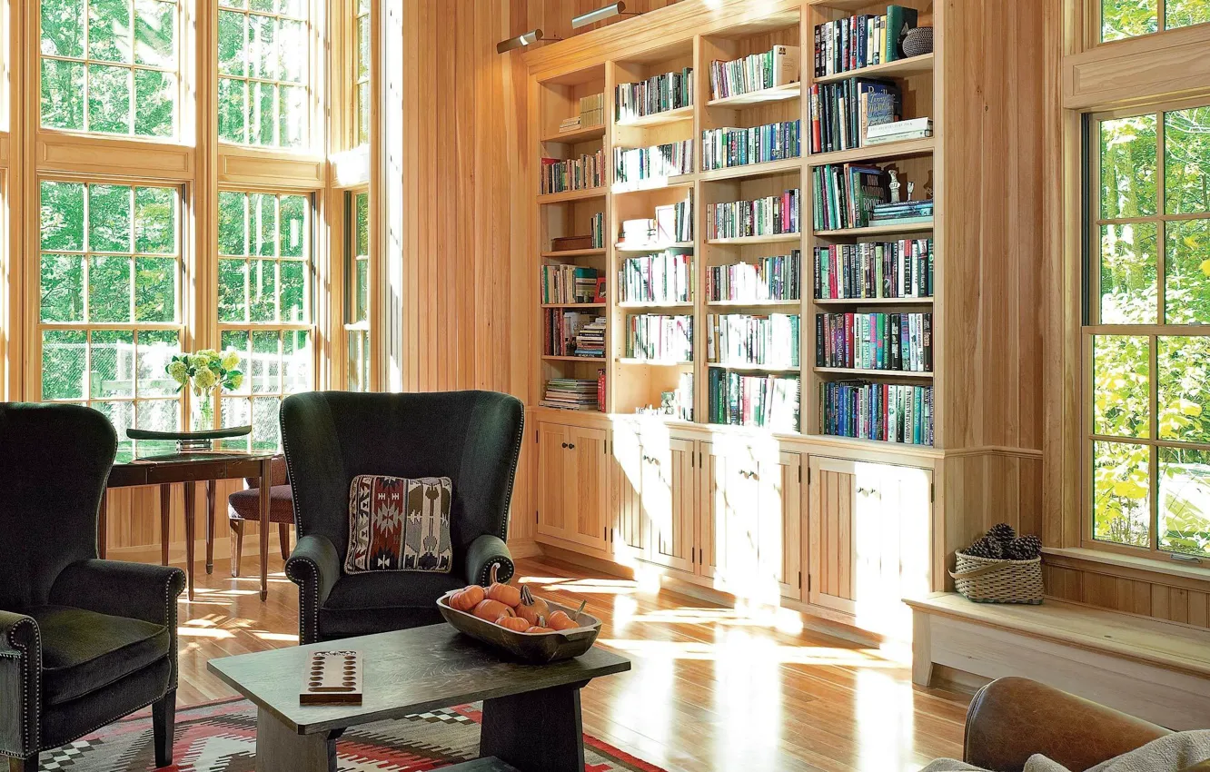 Wallpaper design, style, room, Villa, interior, library for mobile and ...