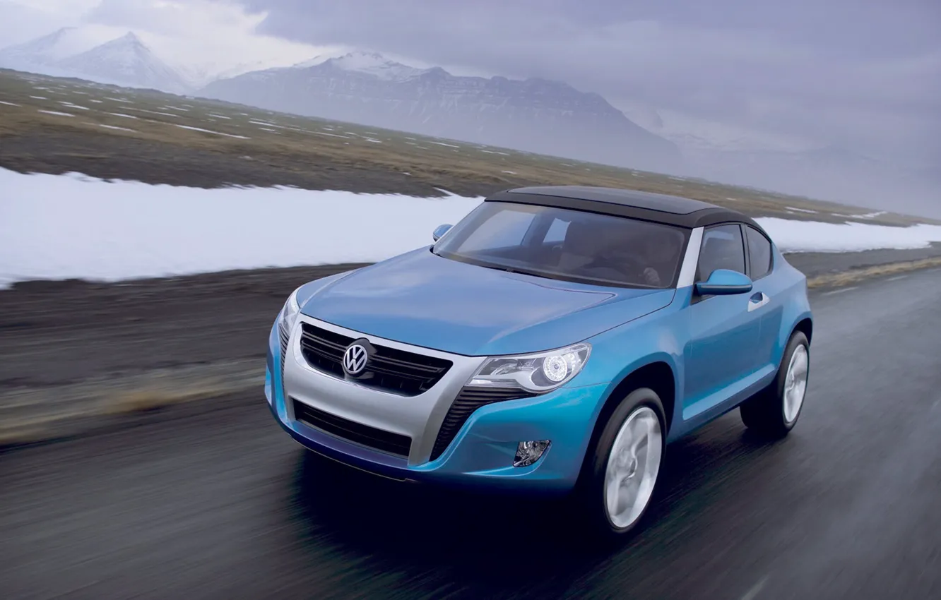 Wallpaper mountains, speed, track, Volkswagen, Concept A for mobile and ...