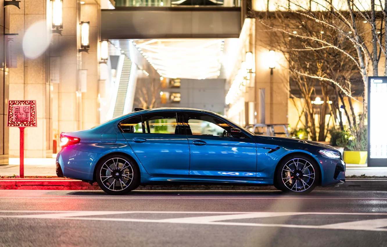 Wallpaper BMW, blue, side view, M5, F90, BMW M5 Competition for mobile ...