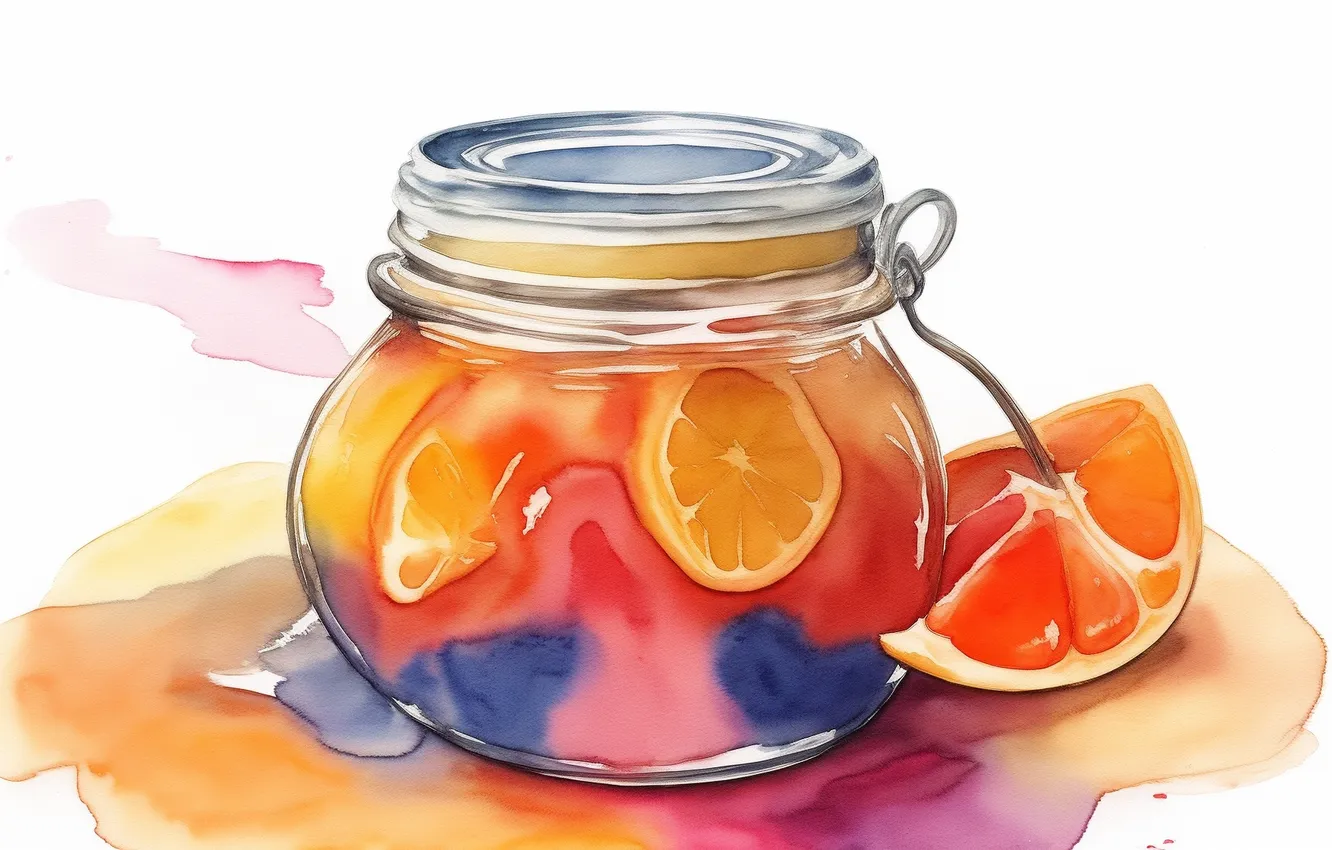Wallpaper orange, figure, orange, food, watercolor, dessert, food, jam ...