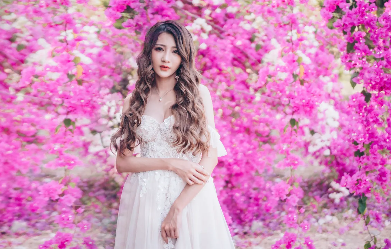 Wallpaper girl, face, style, background, hair, figure, dress for mobile ...