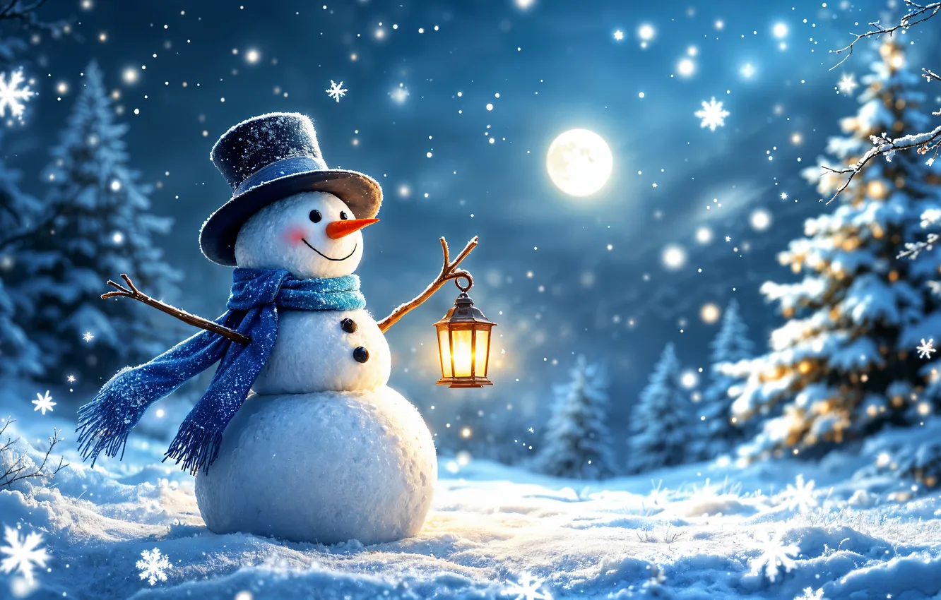 Wallpaper winter, snow, decoration, Christmas, New year, snowman, happy ...