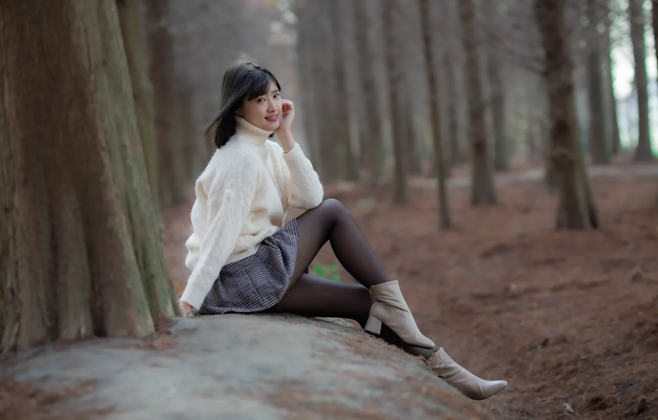 Wallpaper Look Trees Pose Park Model Skirt Portrait Makeup For