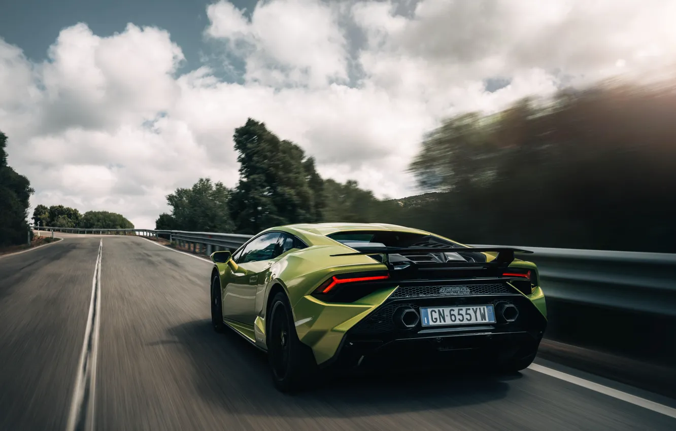 Wallpaper Lamborghini, road, Huracan, rear view, Lamborghini Huracan ...